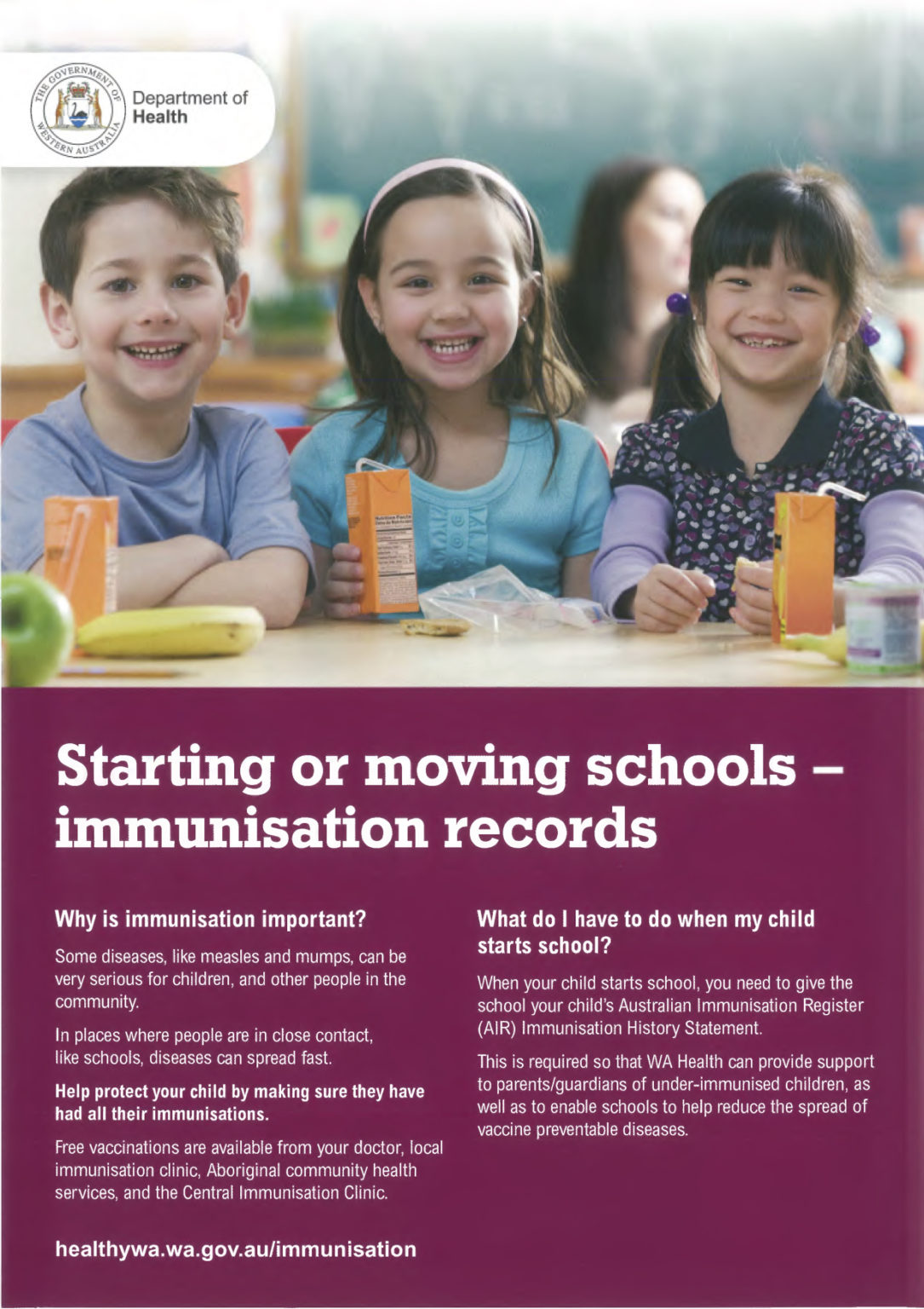 Immunisation History Statement – Updated Copy Required for all Kindy ...