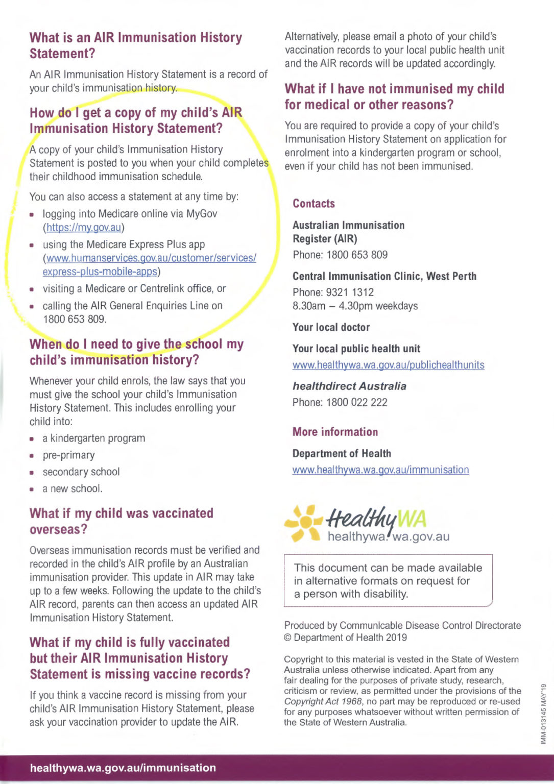 Immunisation History Statement – Updated Copy Required for all Kindy ...