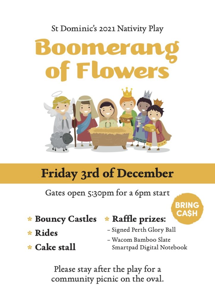 2021 Nativity Play Invite – Boomerang of Flowers – St Dominics