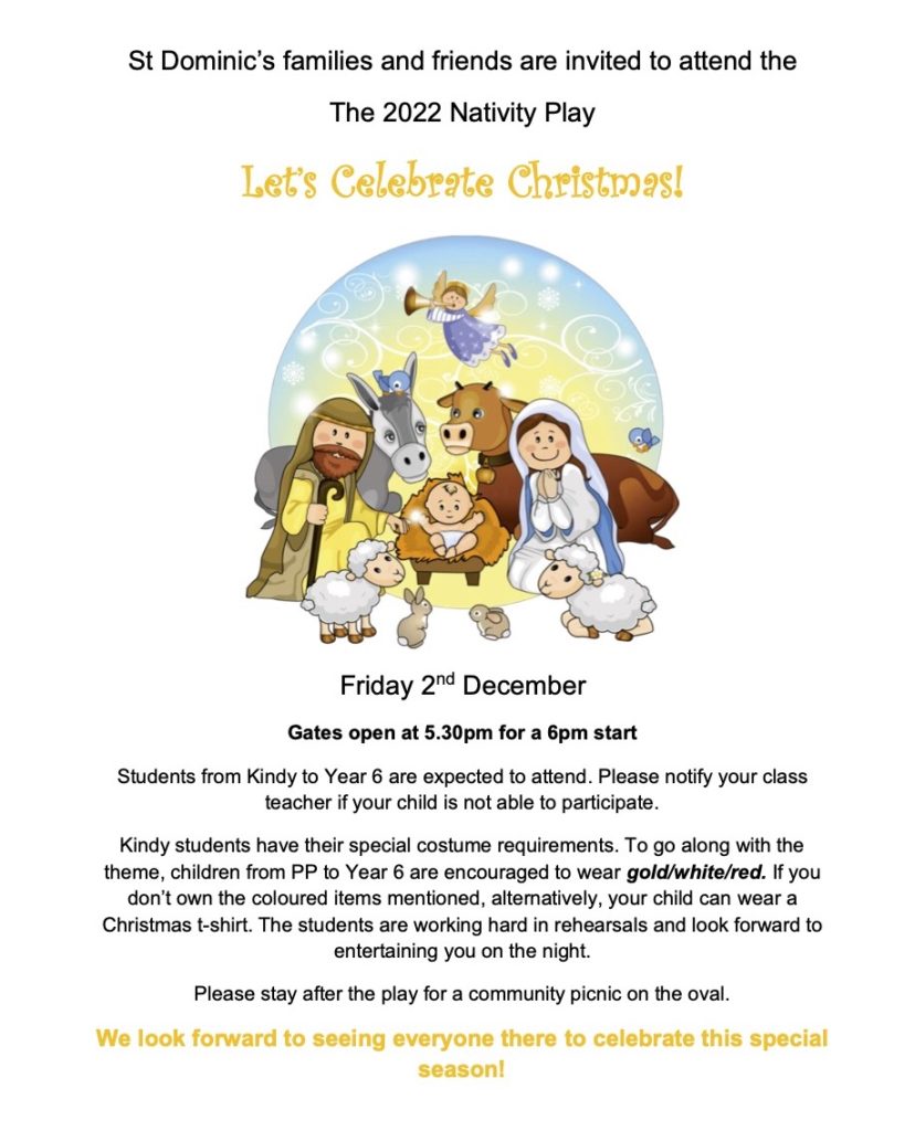 2022 Nativity Play Invite – Let’s Celebrate Christmas! – St Dominics